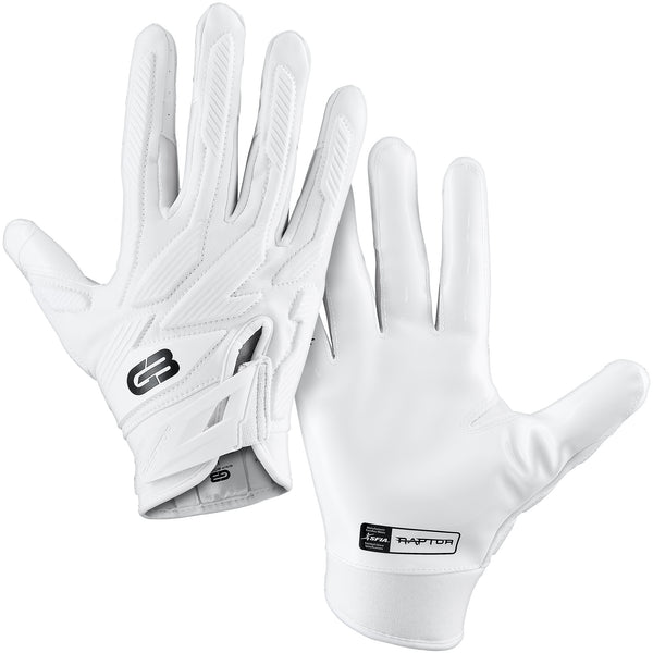 White Raptor 2.0 Gloves | Padded Sticky Football Gloves | Grip Boost