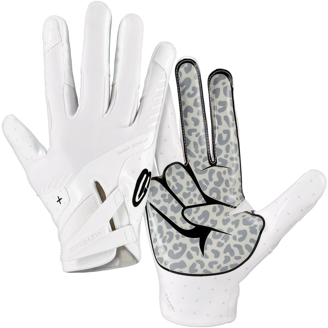 Youth White/Black Football Gloves | Peace Stealth 6.0 Gloves | Grip Boost